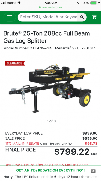 Log splitter sale menards | Firewood Hoarders Club